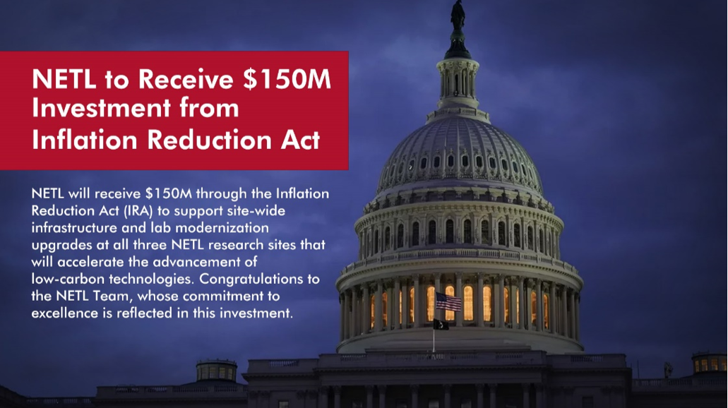 NETL To Receive $150M from Inflation Reduction Act | netl.doe.gov